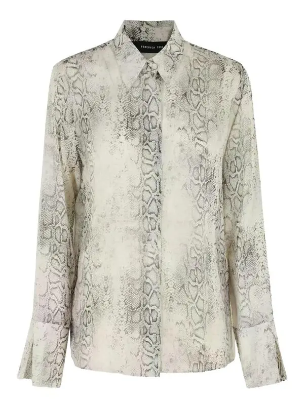 Federica Tosi Snakeskin Print Long Sleeve Shirt - White