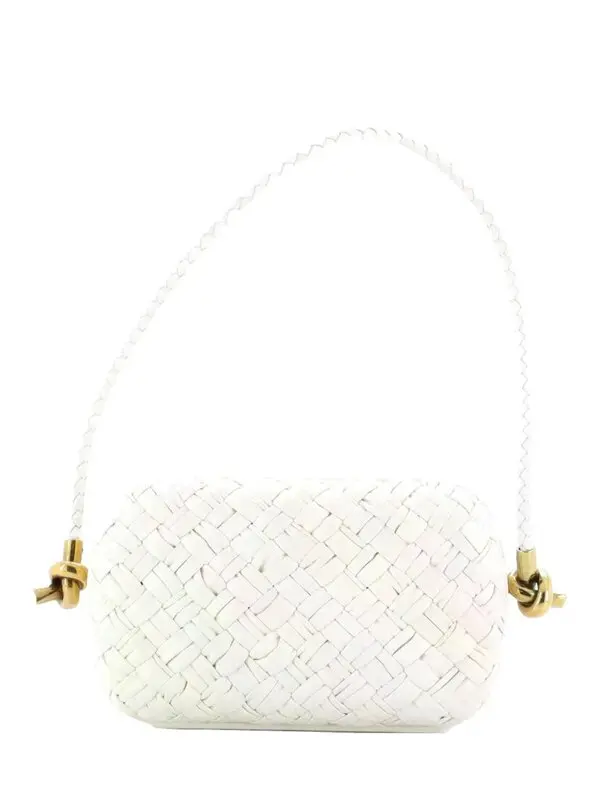 Bottega Veneta Knot Minaudiere On Strap Intrecciato Clutch - White