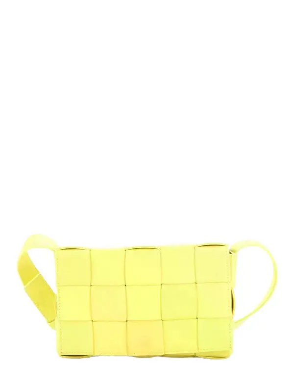 Bottega Veneta Cassette Maxi Intrecciato Leather Small Crossbody Bag - Yellow