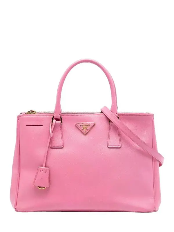 Prada Medium Saffiano Lux Galleria Double Zip Satchel - Pink