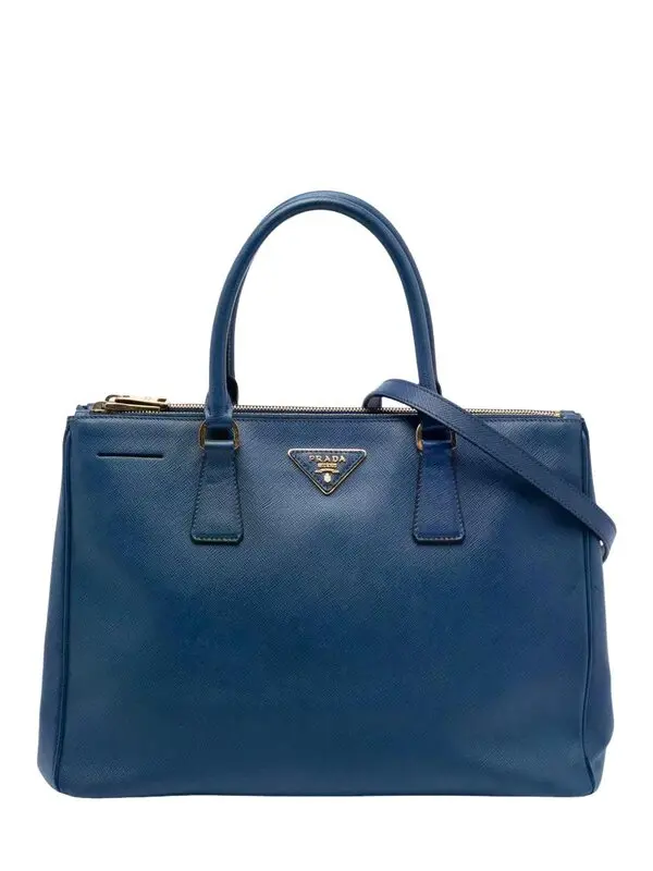 Prada Galleria Double Zip Satchel - Blue