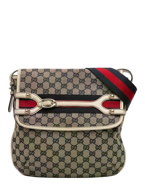 Gucci Gg Canvas Web Crossbody Bag - Brown