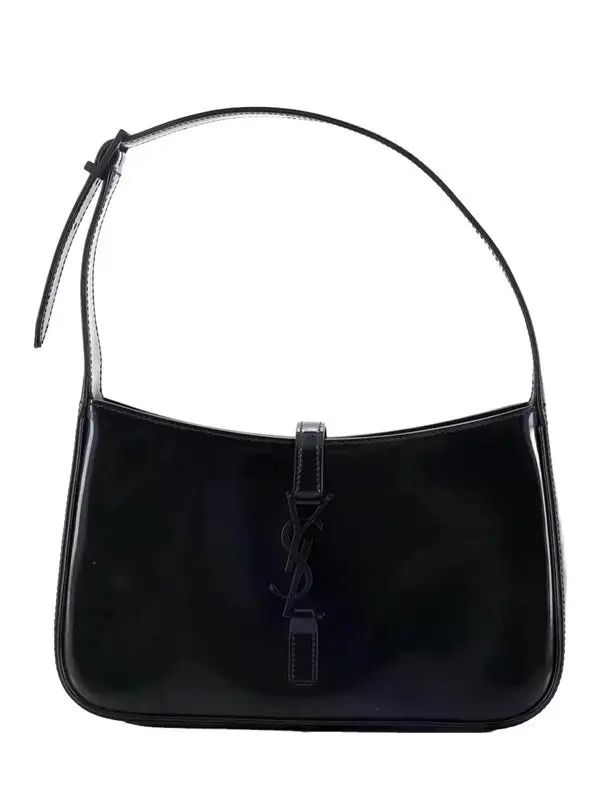 Saint Laurent Le 5 A 7 Patent Small Hobo Bag - Black