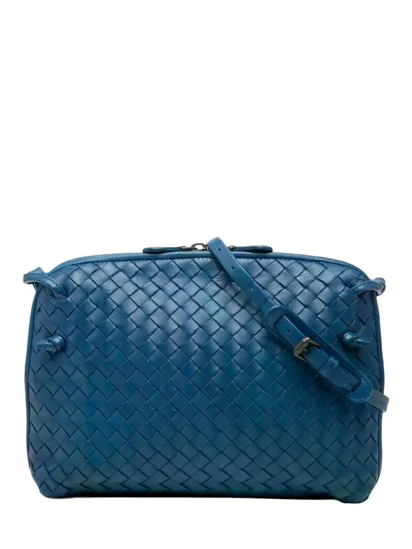 Bottega Veneta Nappa Intrecciato Nodini Crossbody Bag - Blue