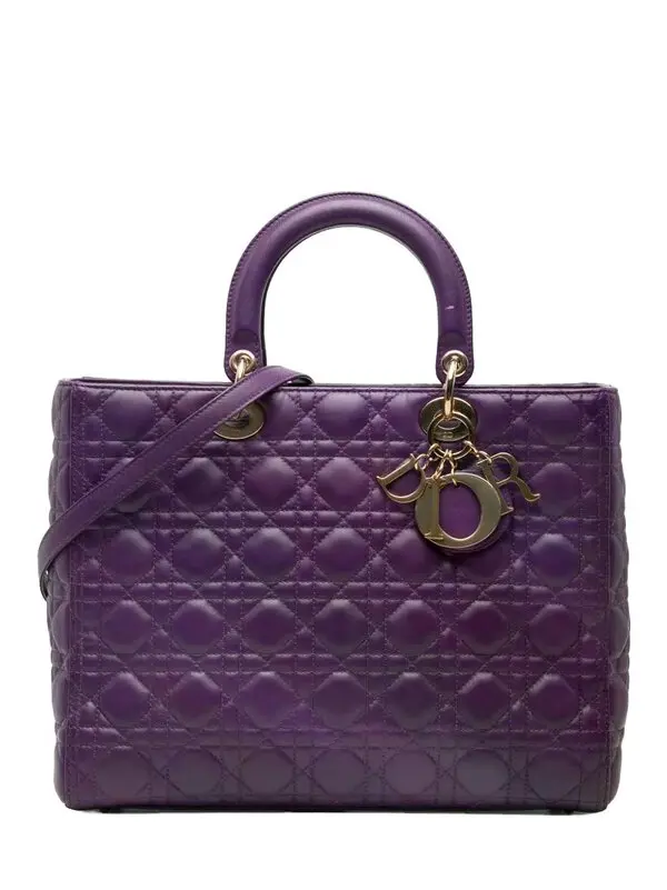 Dior 2012 Large Lambskin Cannage Lady Satchel - Purple