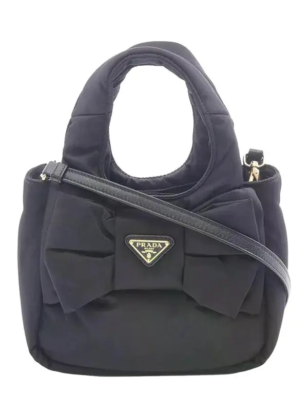 Prada Padded Re-nylon Bow Satchel - Black