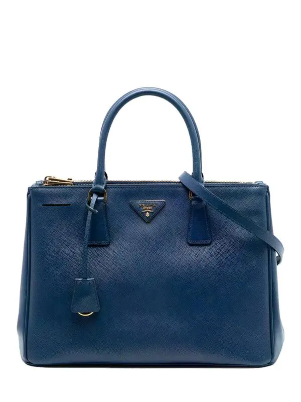 Prada Medium Saffiano Lux Galleria Double Zip Satchel - Blue