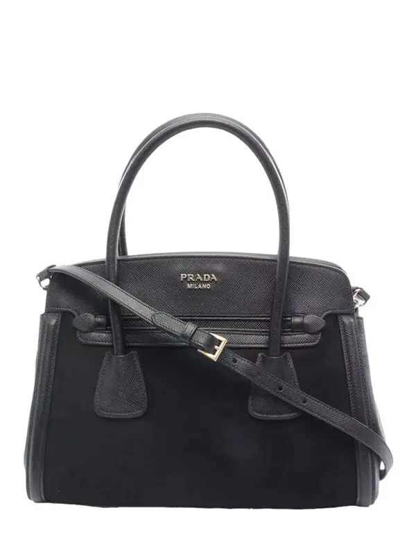 Prada Saffiano And Canvas Esplanade Satchel 2010-2016 - Black