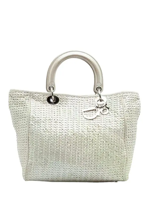 Dior 2009 Medium Woven Iridescent Calfskin Soft Lady Handbag - Silver