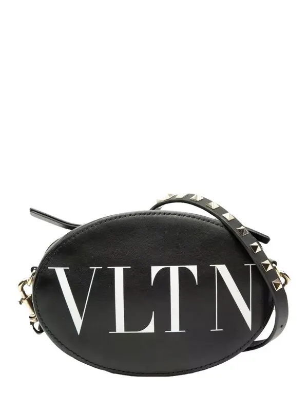 Valentino Garavani Calfskin Rockstud Vltn Oval Crossbody Bag - Black