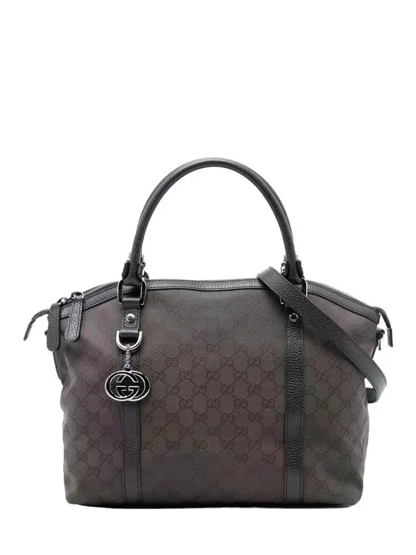 Gucci Gg Canvas Charm Dome Satchel - Brown