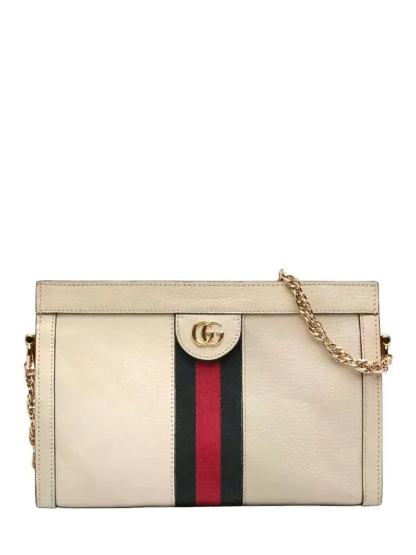 Gucci Small Calfskin Web Ophidia Chain Crossbody Bag - White