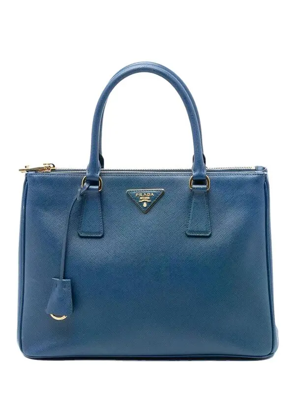 Prada Galleria Double Zip Satchel - Blue
