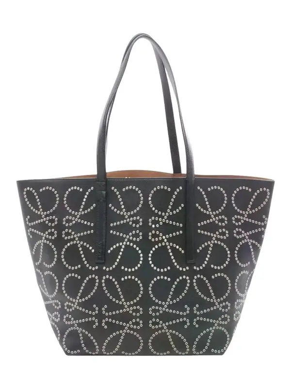 Loewe Studded Leather Anagram T Tote Bag - Black