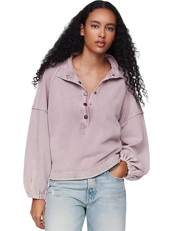 PILCRO Knit Project Canyon Henley Top - Dark Lilac