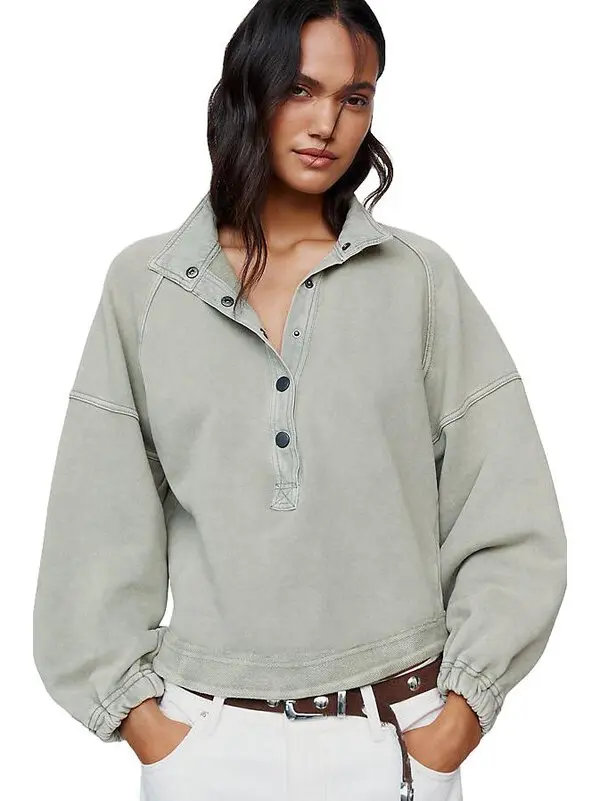 PILCRO Knit Project Canyon Henley Top - Olive