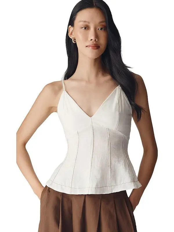 Anthropologie V-neck Waisted Peplum Tank Top - Sugar Swizzle