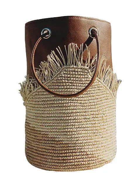 SENSI STUDIO Two-tone Bucket Bag - Natural/camel