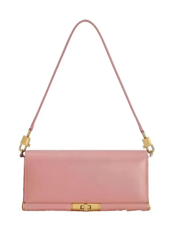 Dolce & Gabbana Marlene Shearling And Palmellato Calfskin Shoulder Bag - Pink