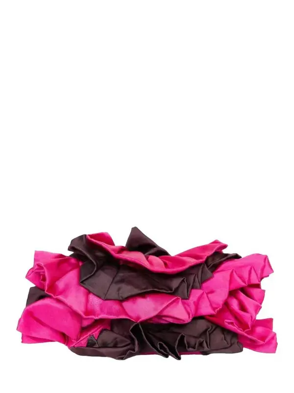 Dries Van Noten Small Ruffle Satin Clutch - Pink