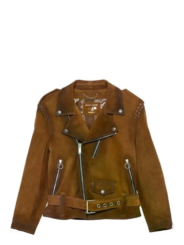 GOLDEN GOOSE Studded Belted Jacket - Brown