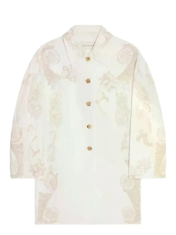 Dries Van Noten Embroidered Cotton Coat - White