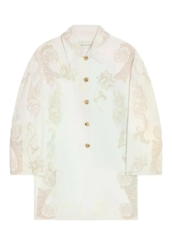 Dries Van Noten Embroidered Cotton Coat - White