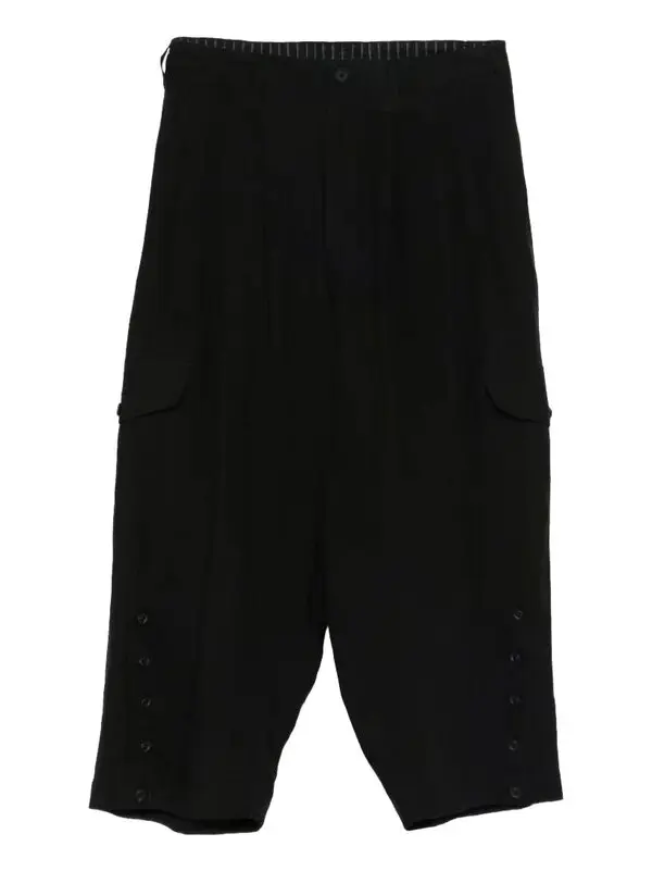 Yohji Yamamoto Pleated Cargo Trousers - Black