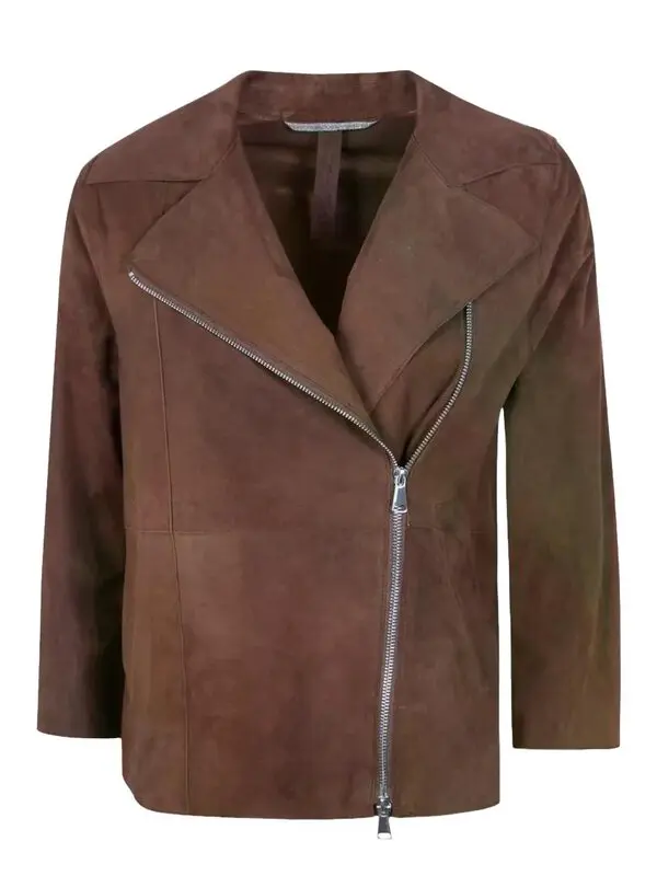 THE JACKIE LEATHERS Leather Zip Jacket - Brown