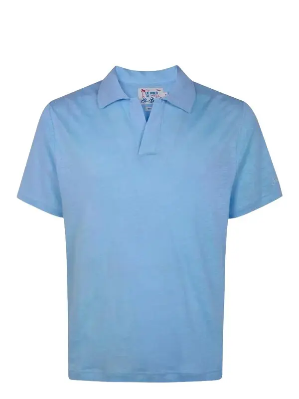 MC2 SAINT BARTH V-neck Linen T-shirt - Blue