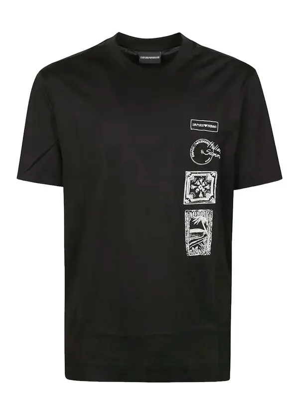 Emporio Armani Print Cotton T-shirt - Black