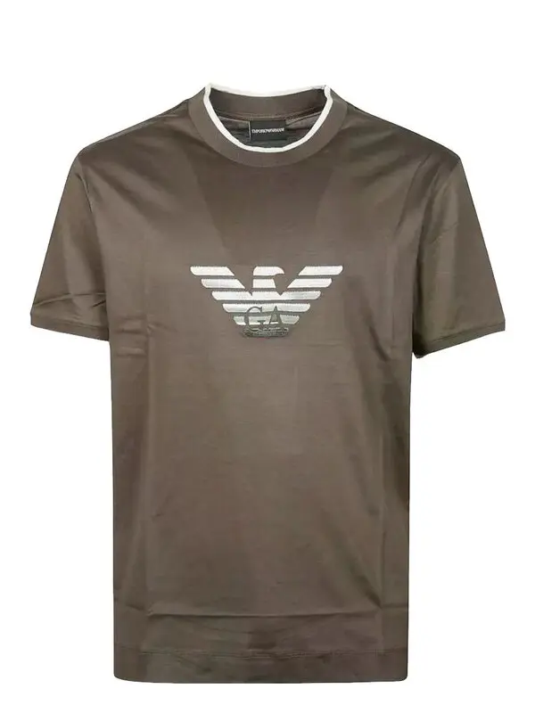 Emporio Armani Eagle Applique T-shirt - Brown