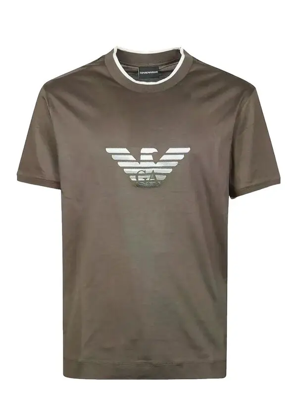 Emporio Armani Eagle Applique T-shirt - Brown