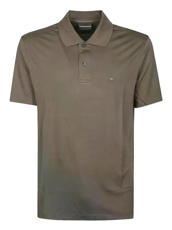 Emporio Armani Button Logo Polo Shirt - Brown