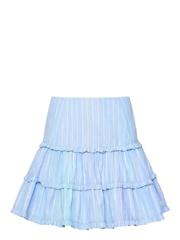 Cinq À Sept Thea Striped Ruffled Skirt - Blue