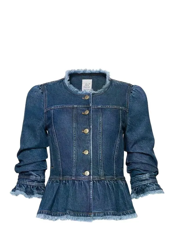 Cinq À Sept Frieda Peplum Denim Jacket - Blue