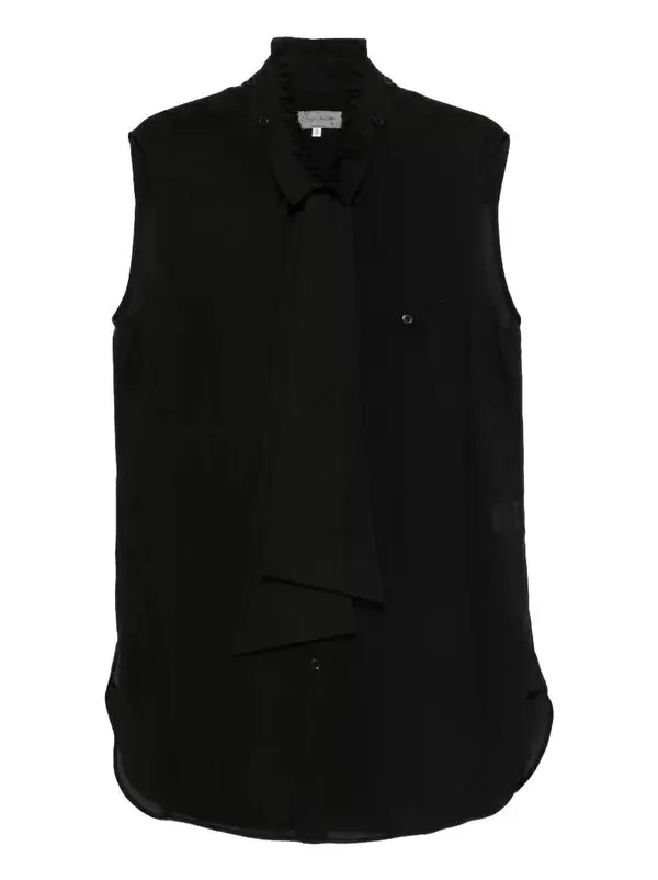 Yohji Yamamoto Sleeveless Pussy-bow Top - Black