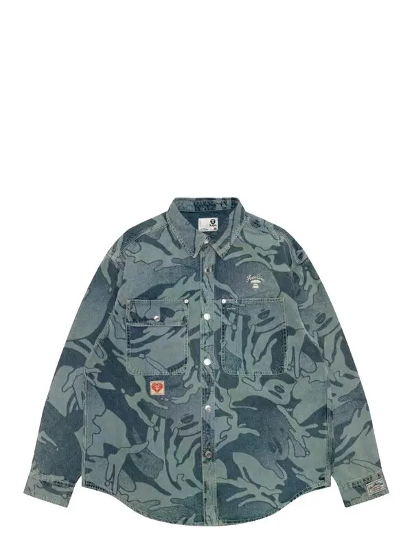 AAPE BY *A BATHING APE Aapeunvs Buttoned Print Shirt - Blue