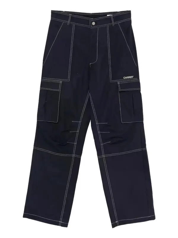 CARRER Contrast-stitch Cargo Trousers - Blue