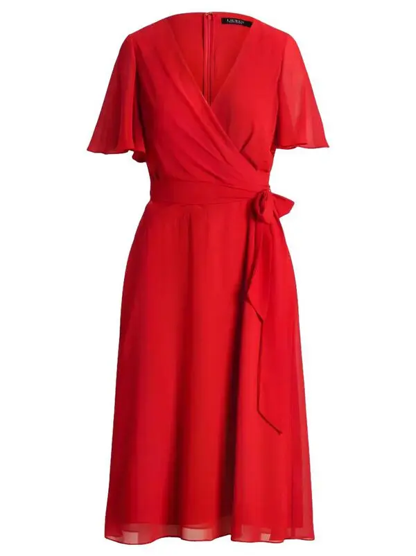 Ralph Lauren V-neck Wrap Dress - Red