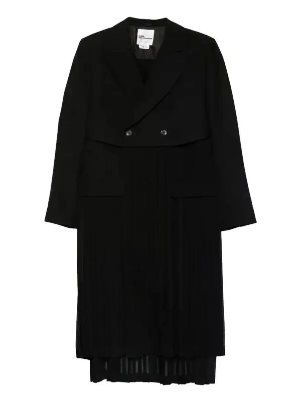 Noir Kei Ninomiya Pleated Double-breasted Coat - Black