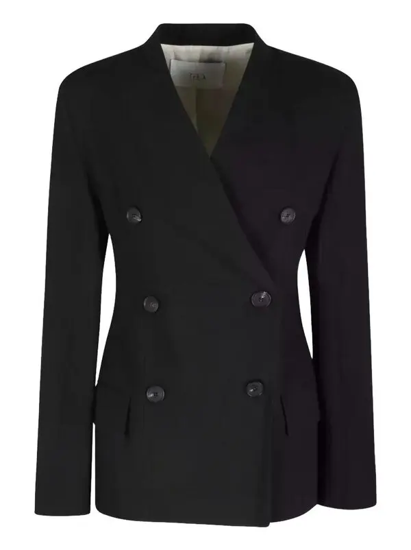 TELA Double-breasted Blazer - Black