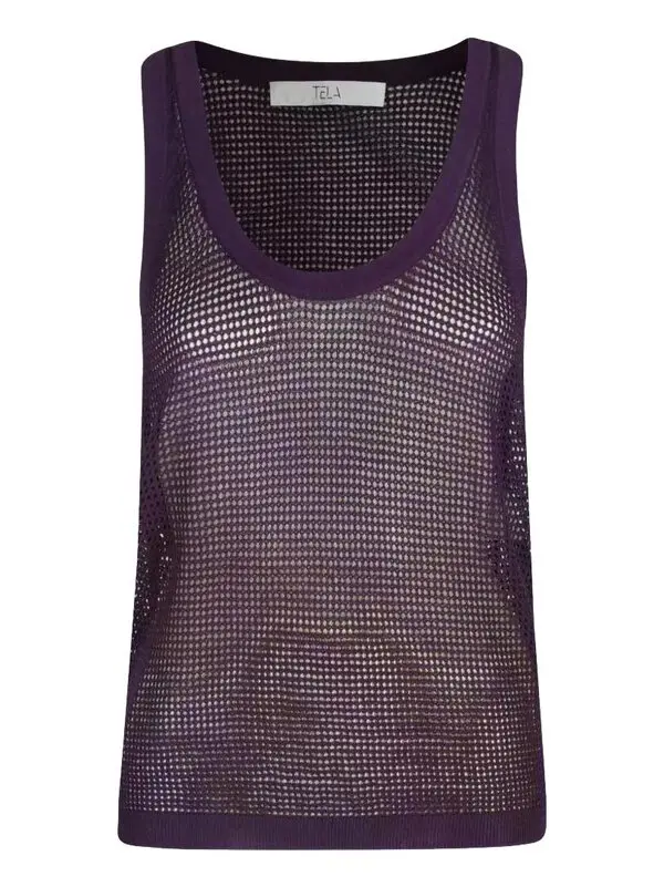 TELA Sleeveless Scoop-neck Tank Top - Purple