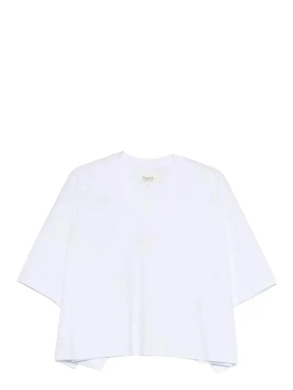 PSOPHIA V-neck Asymmetrical T-shirt - White