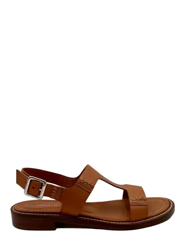 GUGLIELMO ROTTA Leather T-bar Sandals - Brown