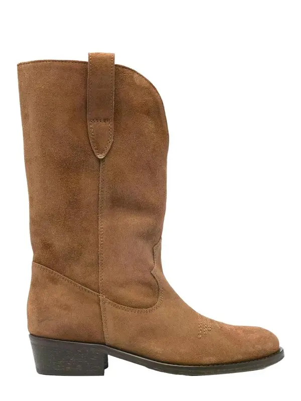 VIA ROMA 15 Suede Cowboy Boots - Brown