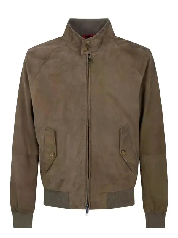 BARACUTA Suede Bomber Jacket - Green