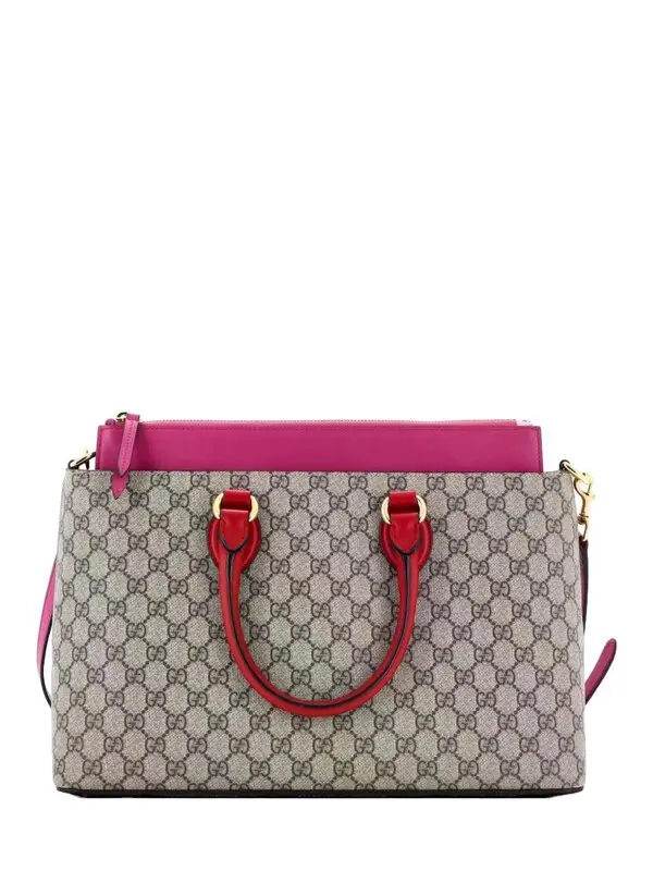 Gucci Linea A Convertible Gg Coated Canvas And Leather Medium Tote Bag - Brown