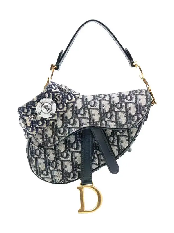Dior 2019 Micro Oblique Canvas Saddle Bag - Blue