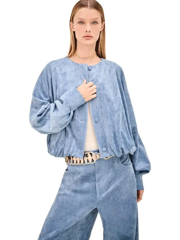 Alexis Cruz Cropped Bomber Jacket - Azure